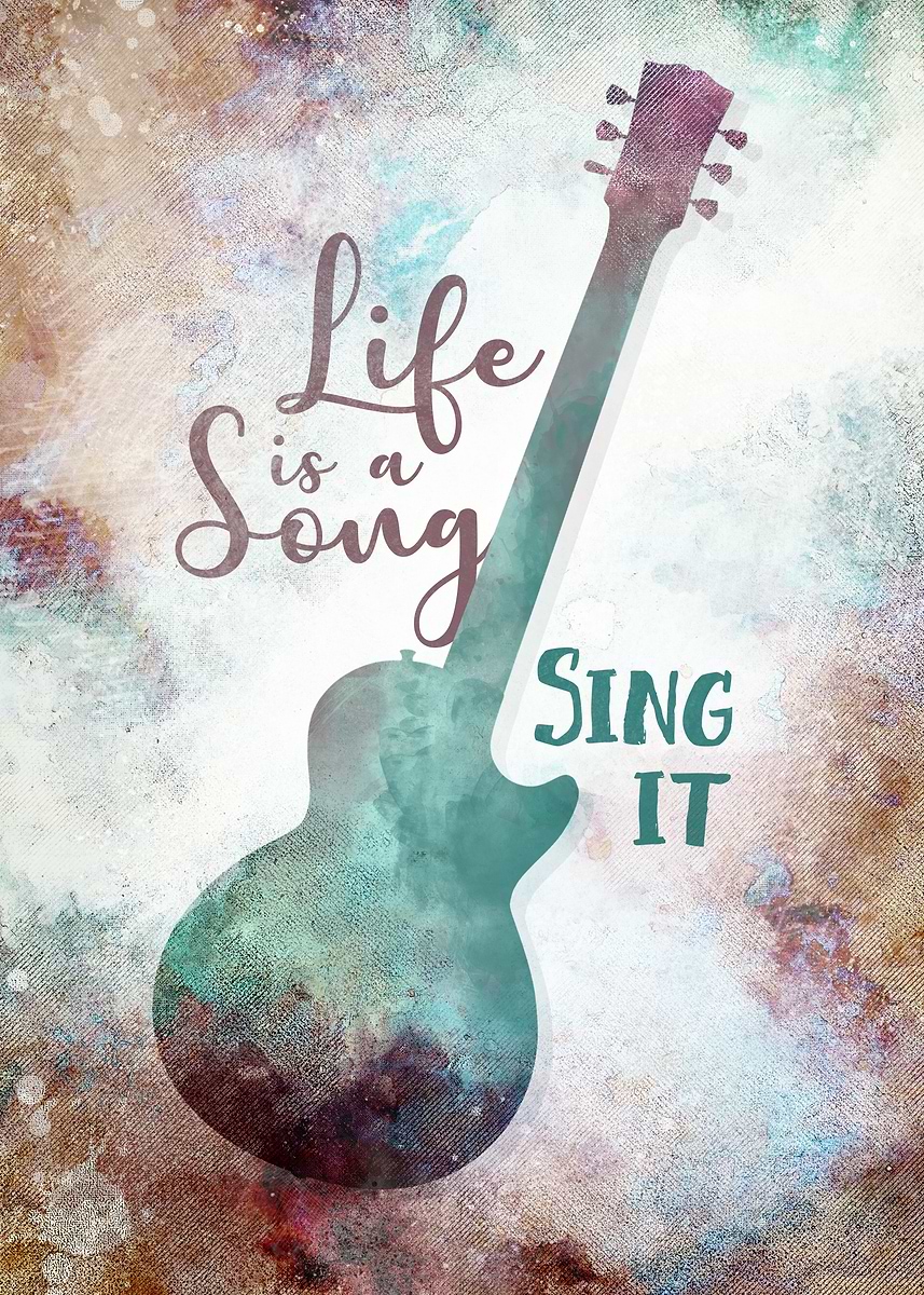 'Music Quote Guitar' Poster, picture, metal print, paint by Hussein ...