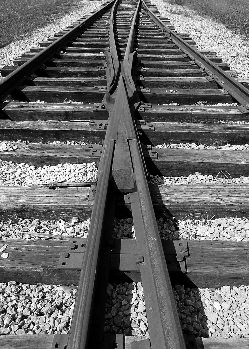 'Railroad track photo merge' Poster, picture, metal print, paint by ...