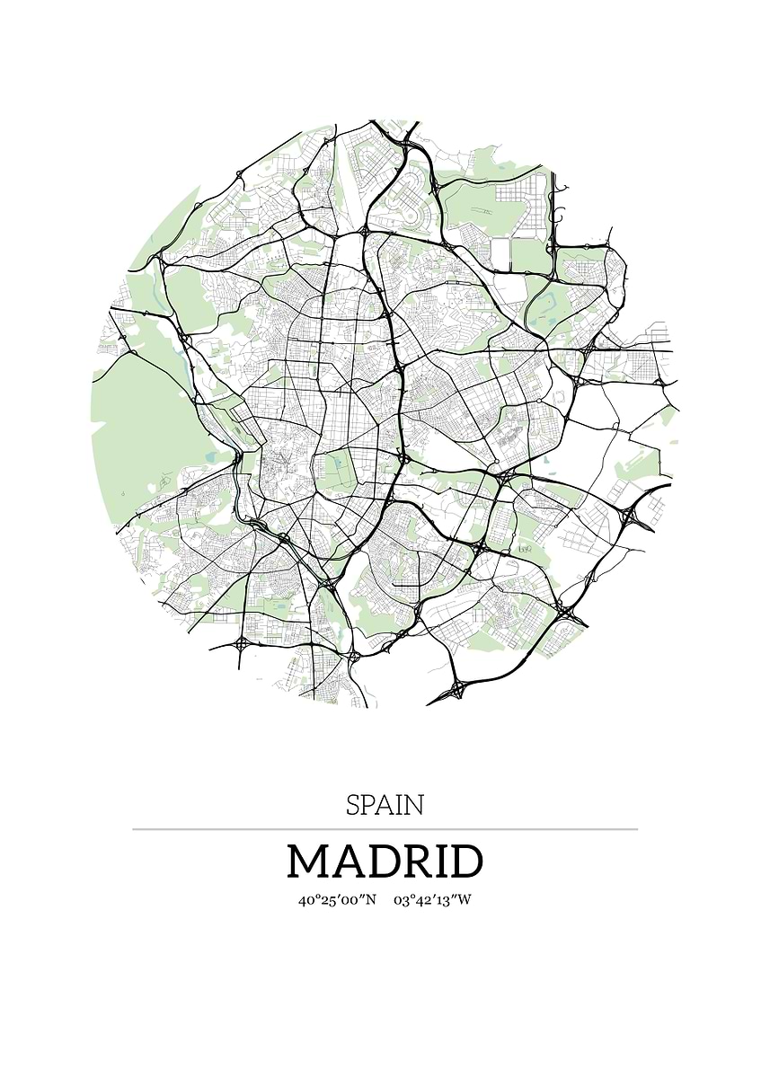 'Madrid Spain City Map' Poster, picture, metal print, paint by Dany ...