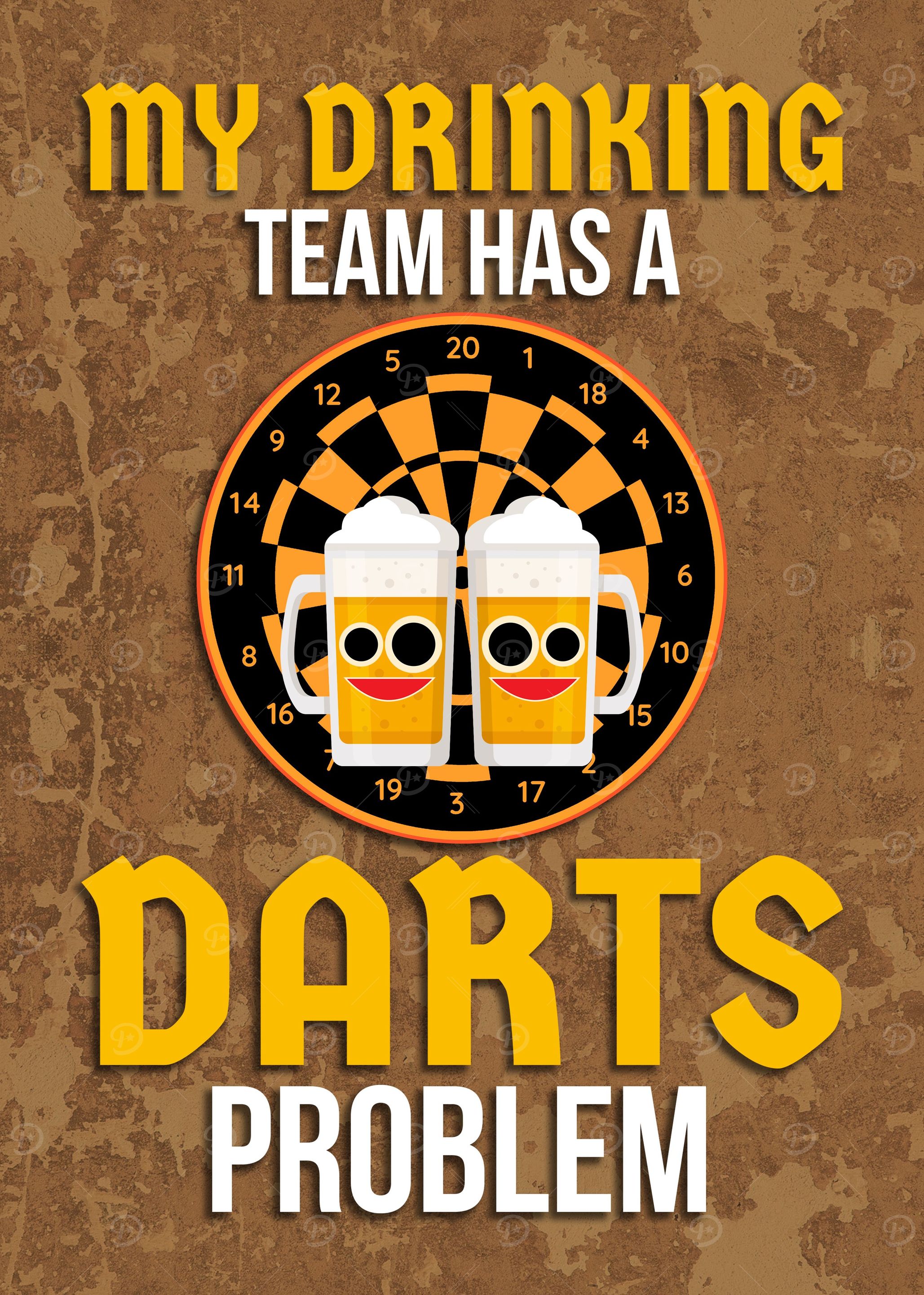 'DARTS TEAM FUNNY POSTER' Poster, picture, metal print, paint by ...
