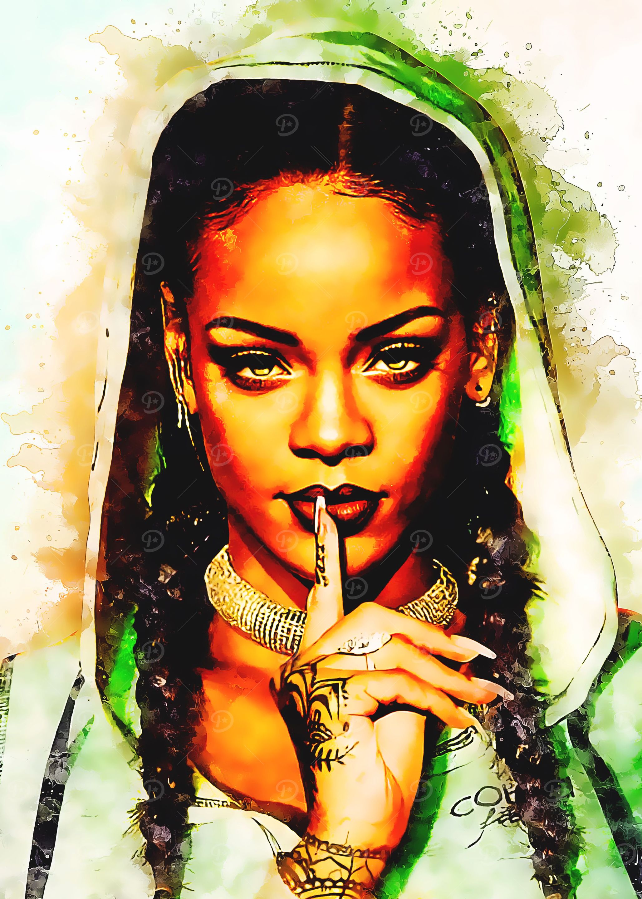 'Rihanna' Poster, picture, metal print, paint by MIKHA ART | Displate