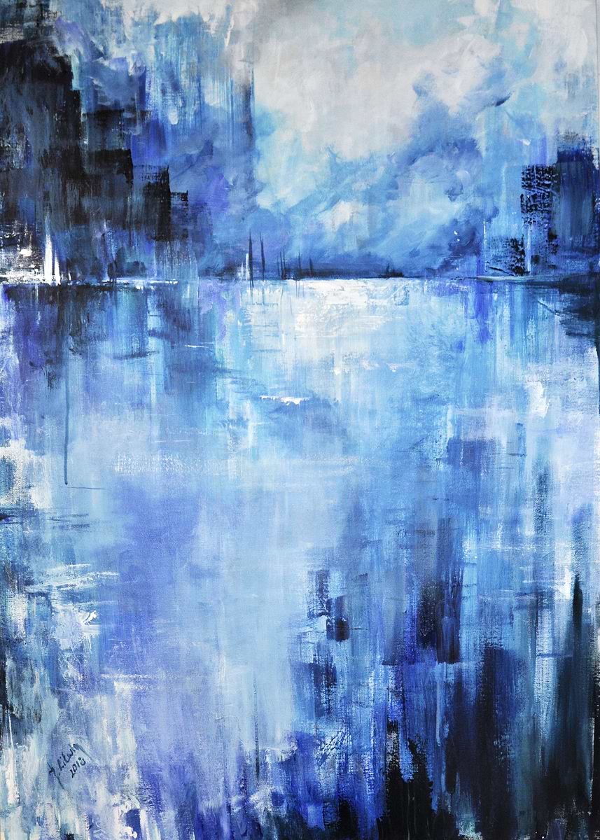 'BLUE abstract artwork sea' Poster, picture, metal print, paint by ...