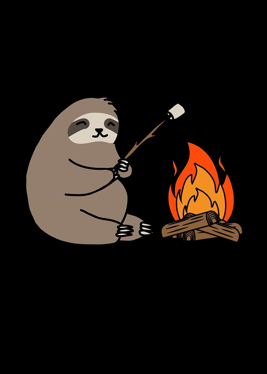 'Sloth Campfire' Poster, picture, metal print, paint by Giovanni ...