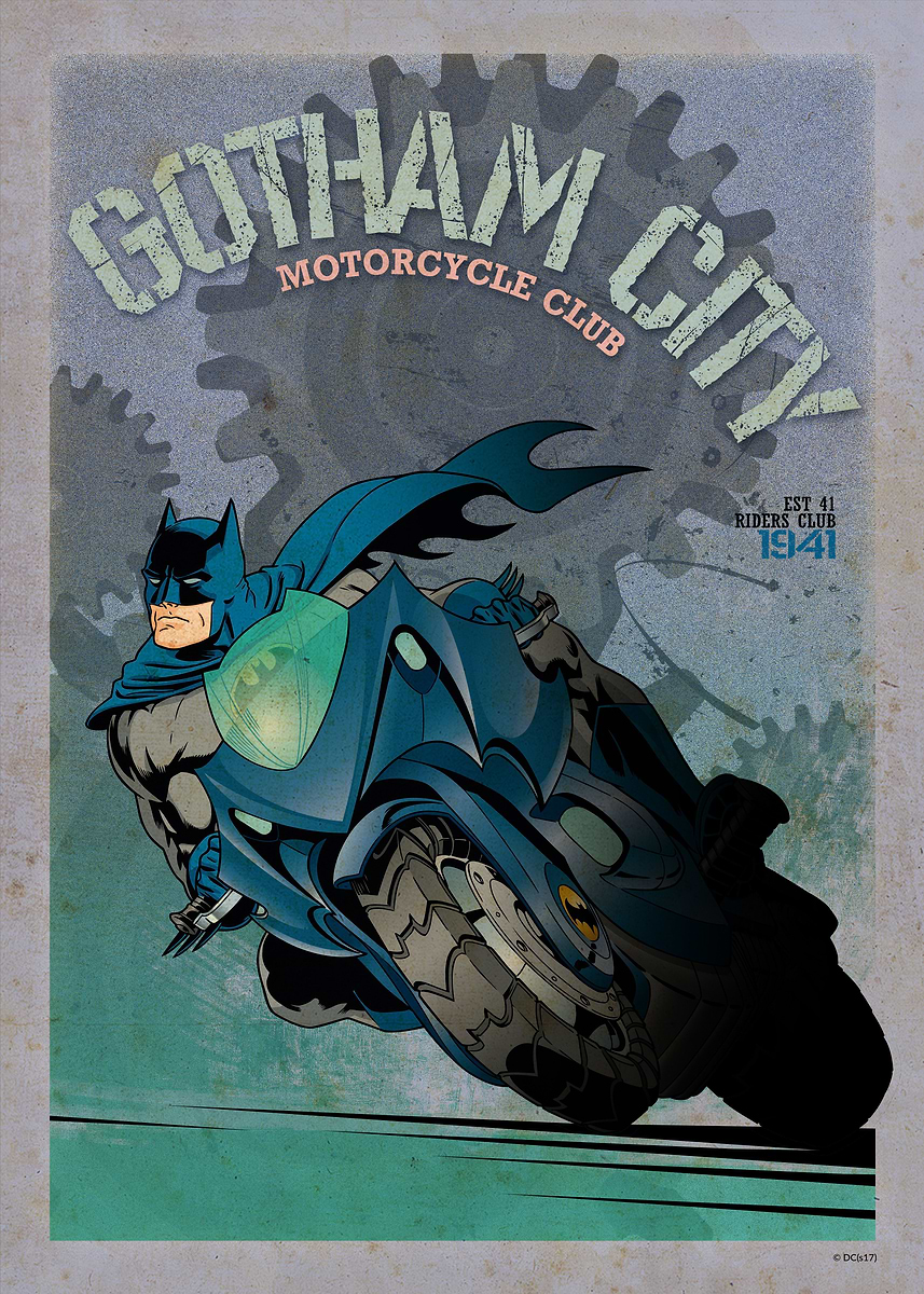 'Batcycle' Poster, picture, metal print, paint by DC Comics | Displate