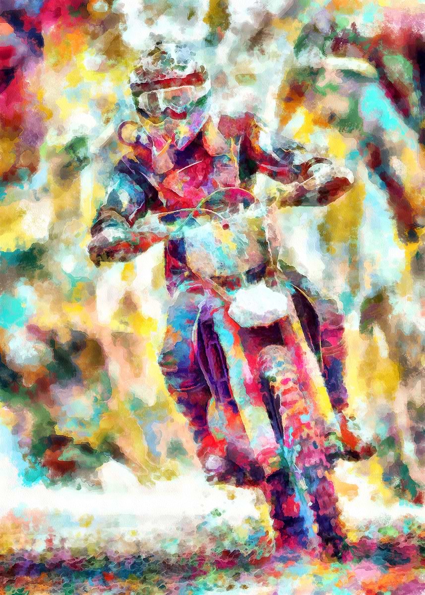 'Motocross Action Paint' Poster, picture, metal print, paint by Ben ...