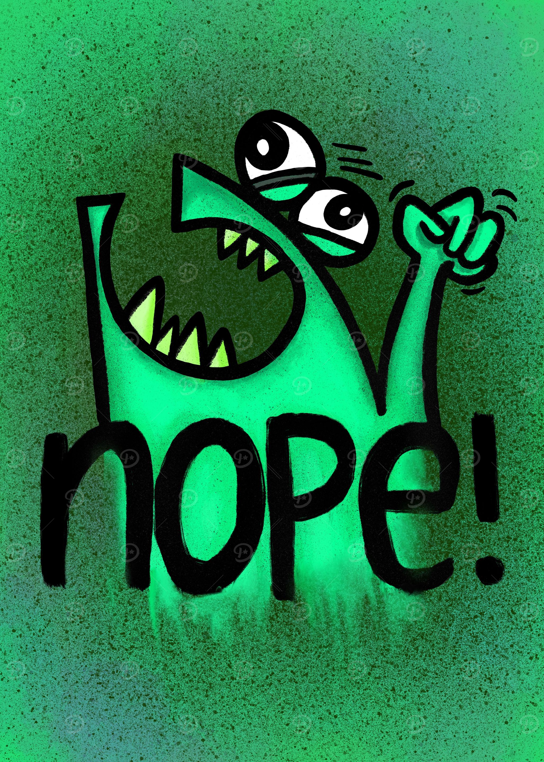 'Nope Rebel Monster' Poster, picture, metal print, paint by Timo ...