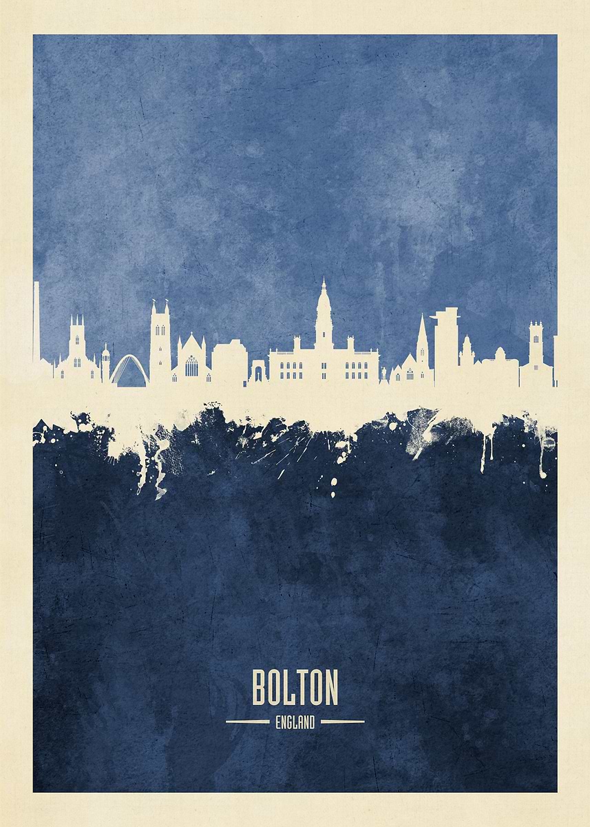 'Bolton Skyline England' Poster, picture, metal print, paint by Michael ...