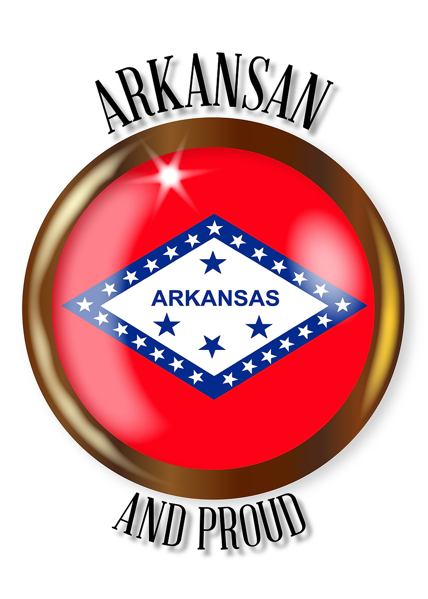 'Arkansas Proud Flag Button' Poster, picture, metal print, paint by ...