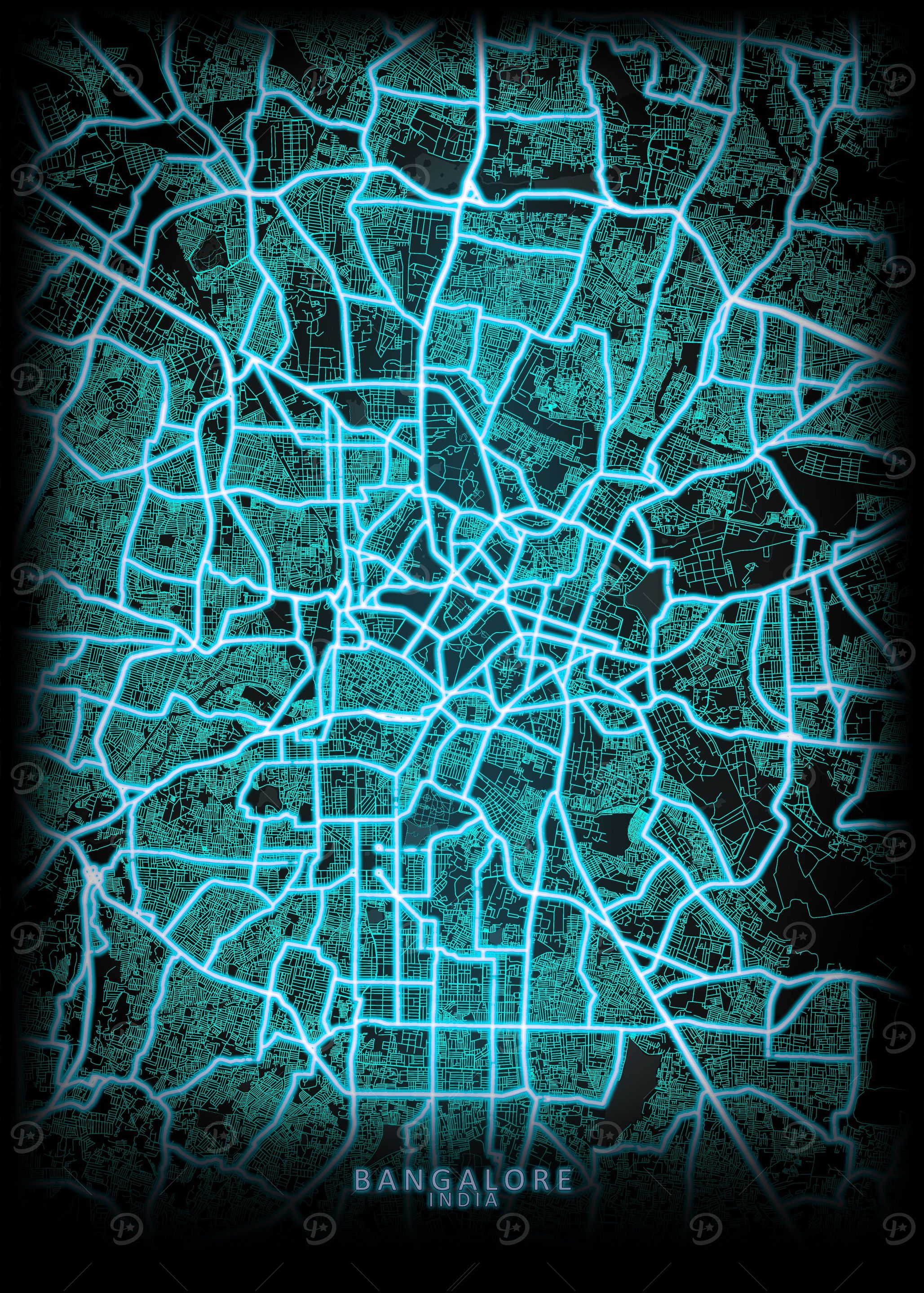 'Bangalore India City Map' Poster, picture, metal print, paint by City ...