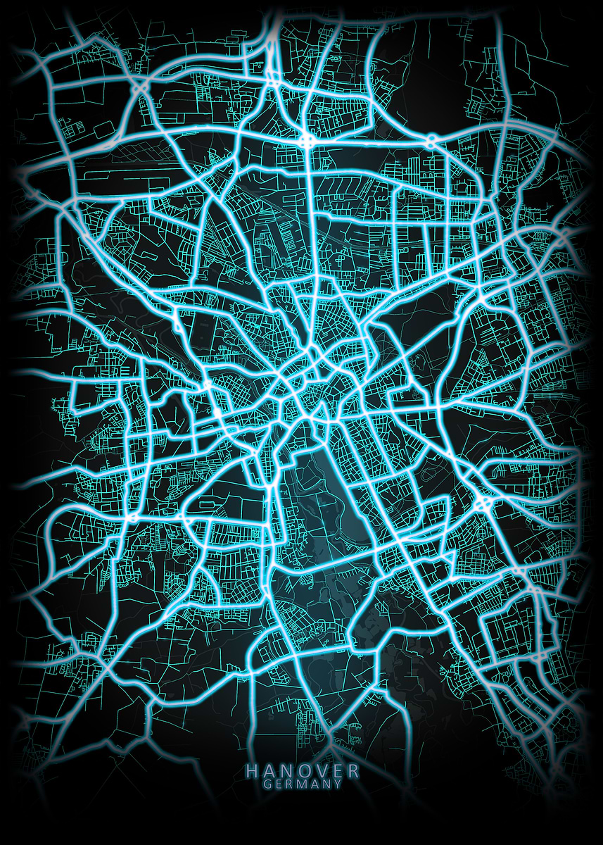 'Hanover Germany City Map' Poster, picture, metal print, paint by City ...