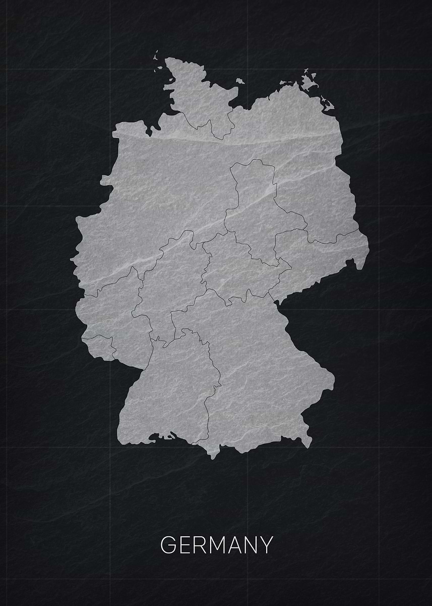 'Germany Map Modern Slate' Poster, picture, metal print, paint by ...