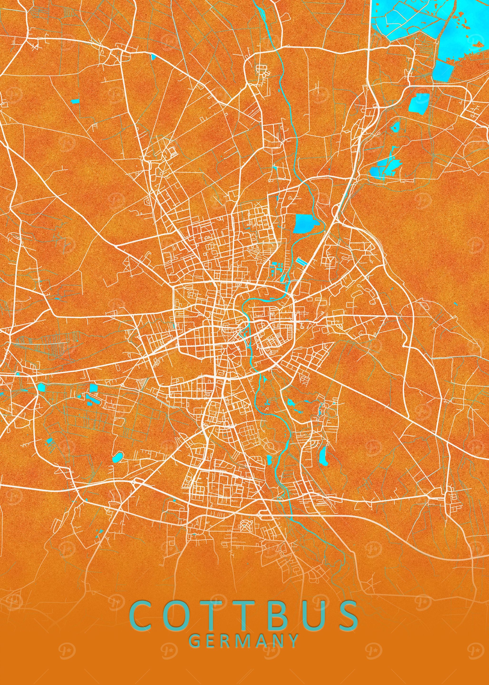 'Cottbus Germany City Map' Poster, picture, metal print, paint by City ...