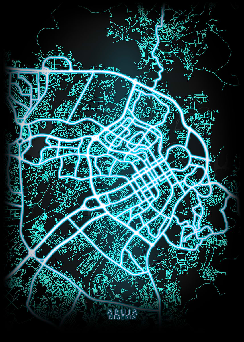 'Abuja Nigeria City Map' Poster, picture, metal print, paint by City ...