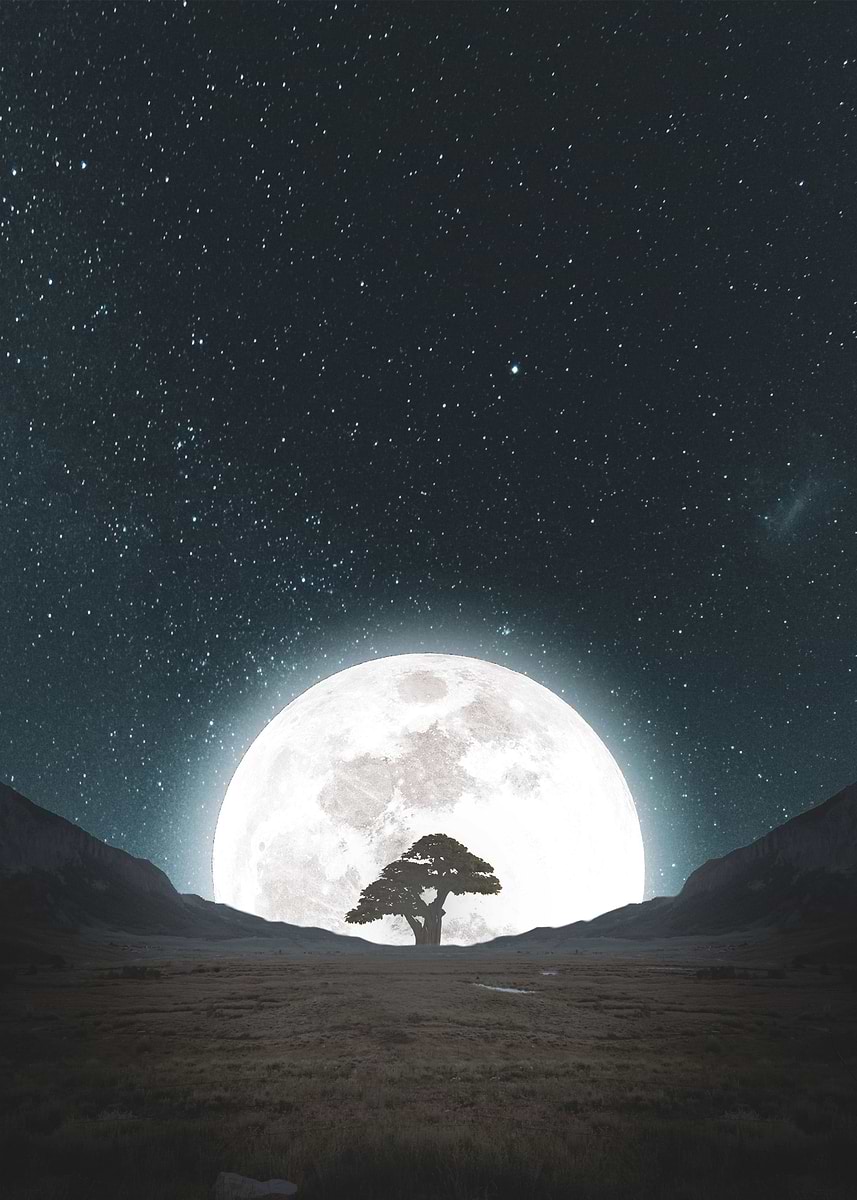 'surreal moonset' Poster, picture, metal print, paint by Trigonal Art ...