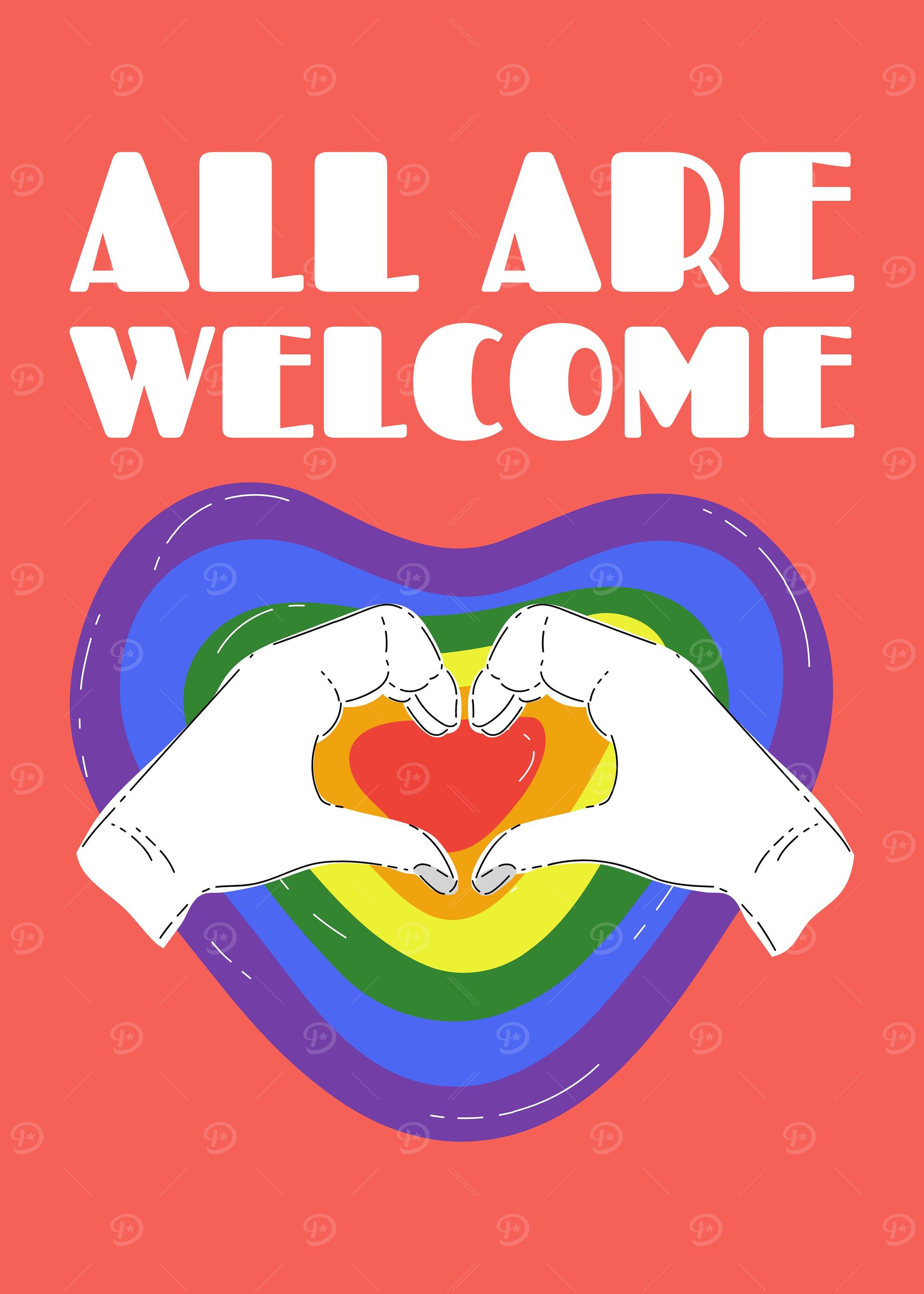 'LGBT All are welcome' Poster, picture, metal print, paint by Lucky Art ...
