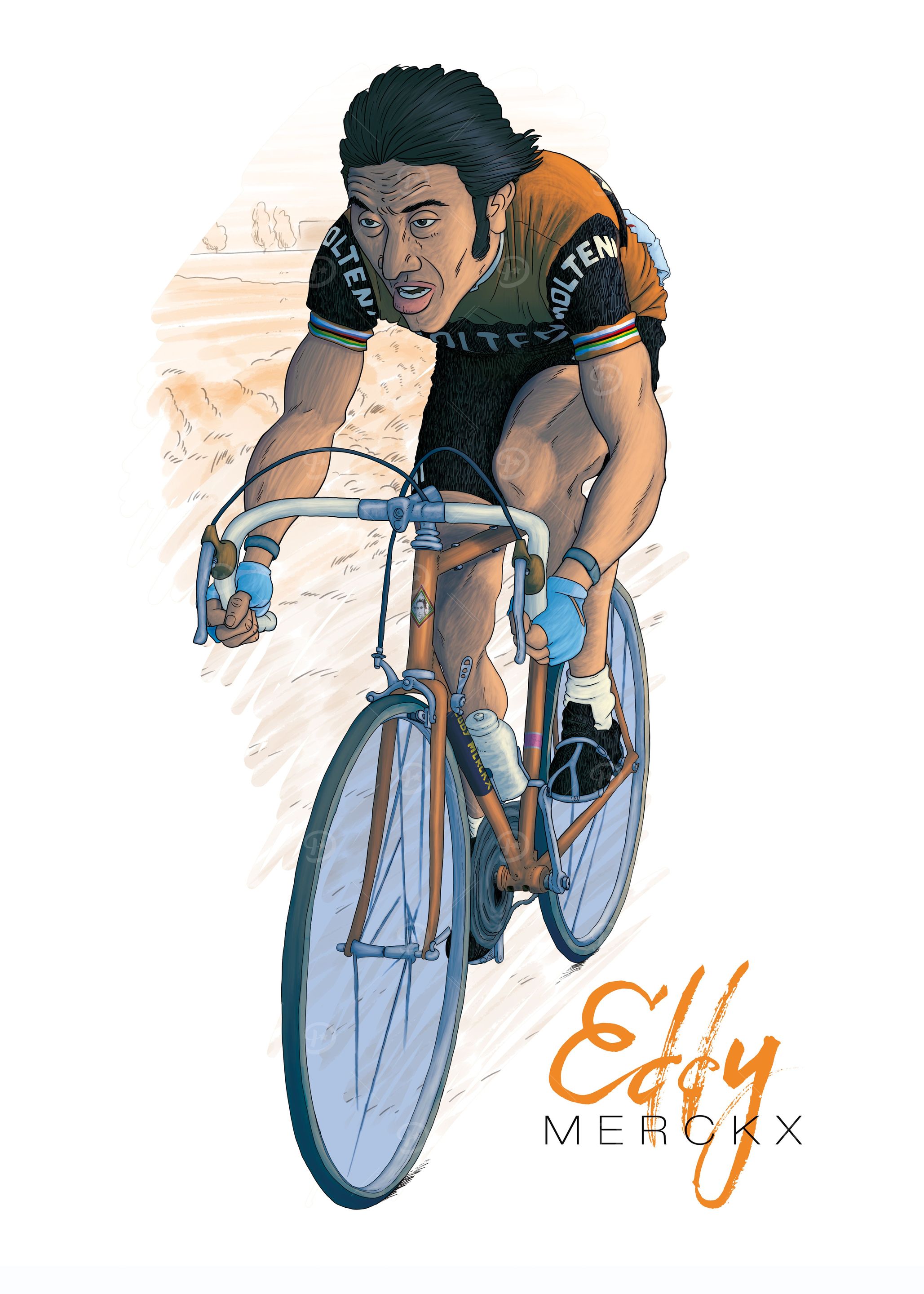 'Eddy Merckx' Poster, picture, metal print, paint by Adi | Displate