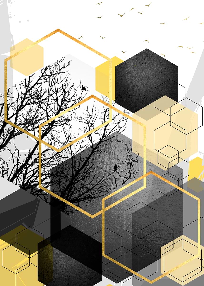 'Hexagon Landscape I' Poster, picture, metal print, paint by Urban ...