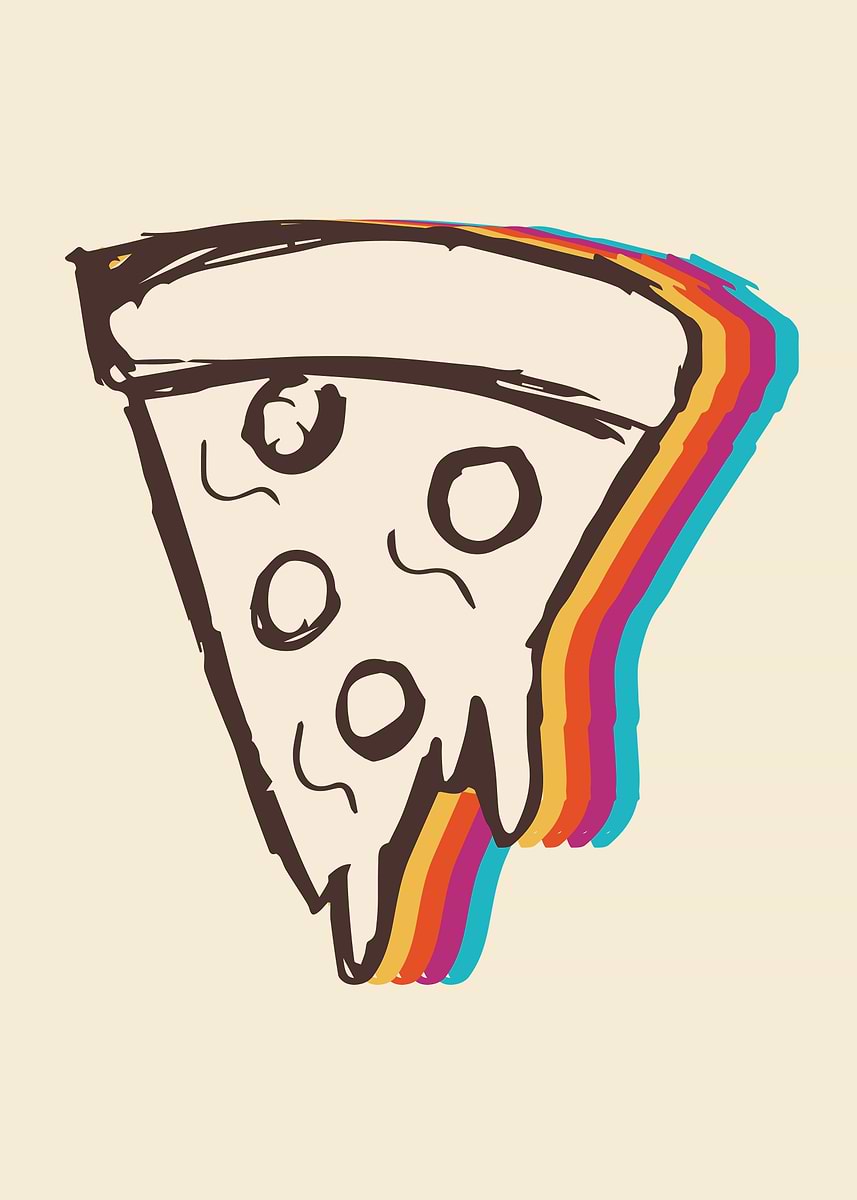 'Cute Pizza Rainbow 11' Poster, picture, metal print, paint by Maricris ...