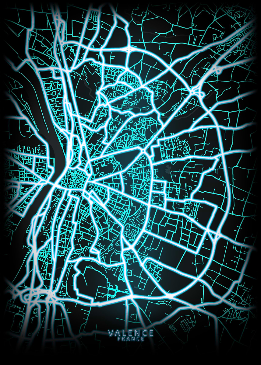'Valence France City Map' Poster, picture, metal print, paint by City ...