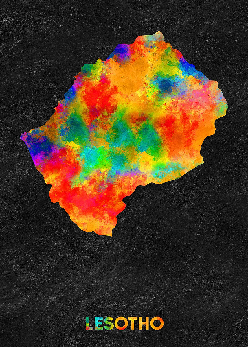 'Lesotho map' Poster, picture, metal print, paint by SplashDesign ...