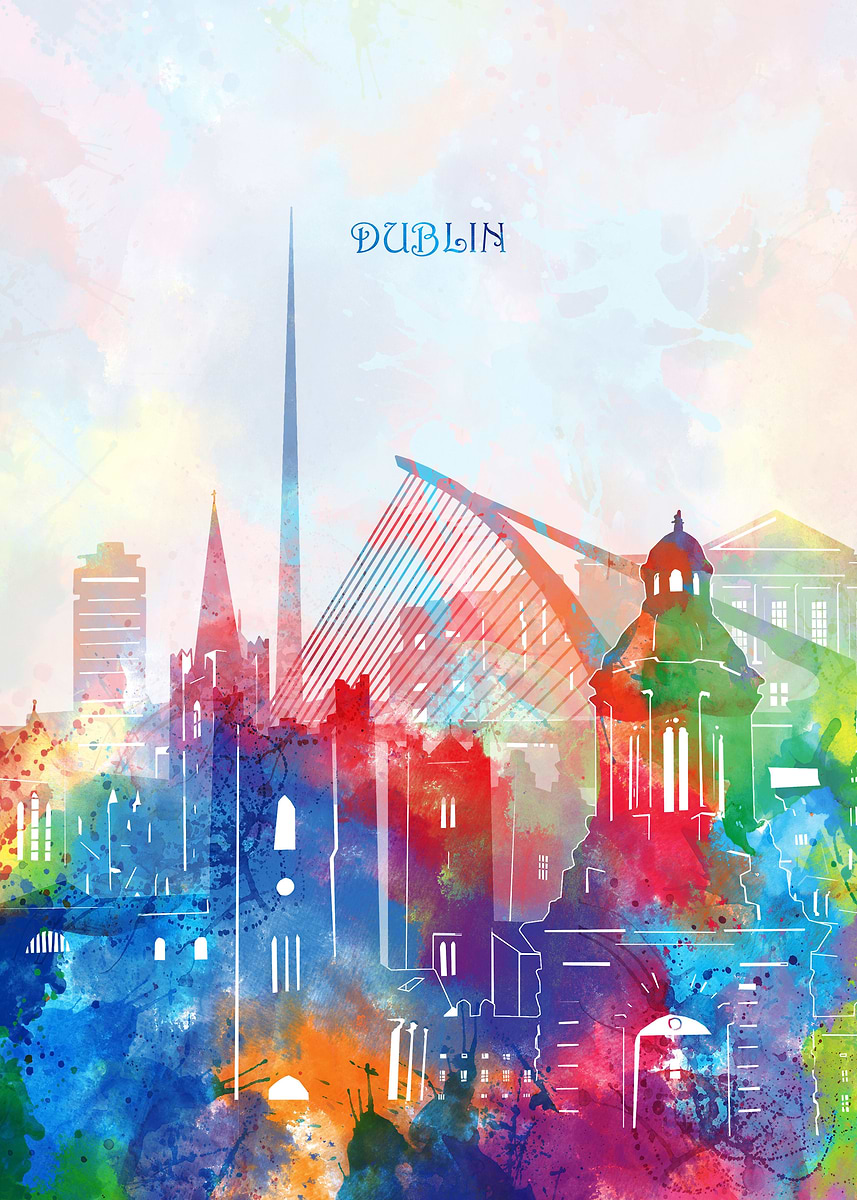 'dublin cityscape color' Poster, picture, metal print, paint by Bekim ...