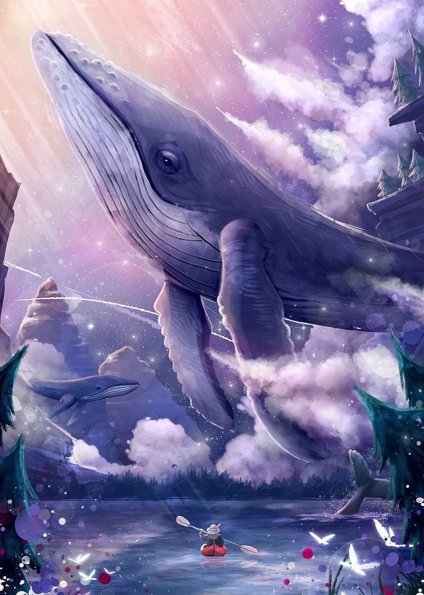 'Mystic Whale Fantasy' Poster, picture, metal print, paint by Ruby Art ...