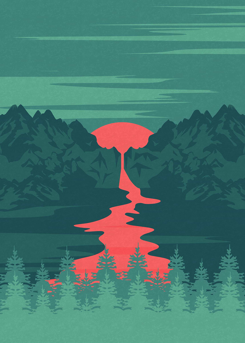 'Red River Landscape' Poster, picture, metal print, paint by ...