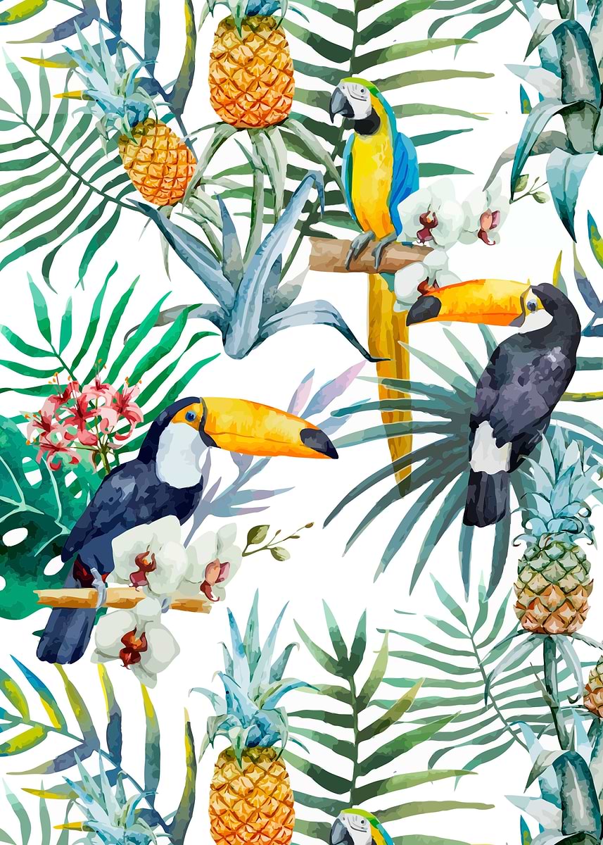 'Colorful Tropical Patt 12' Poster, picture, metal print, paint by ...