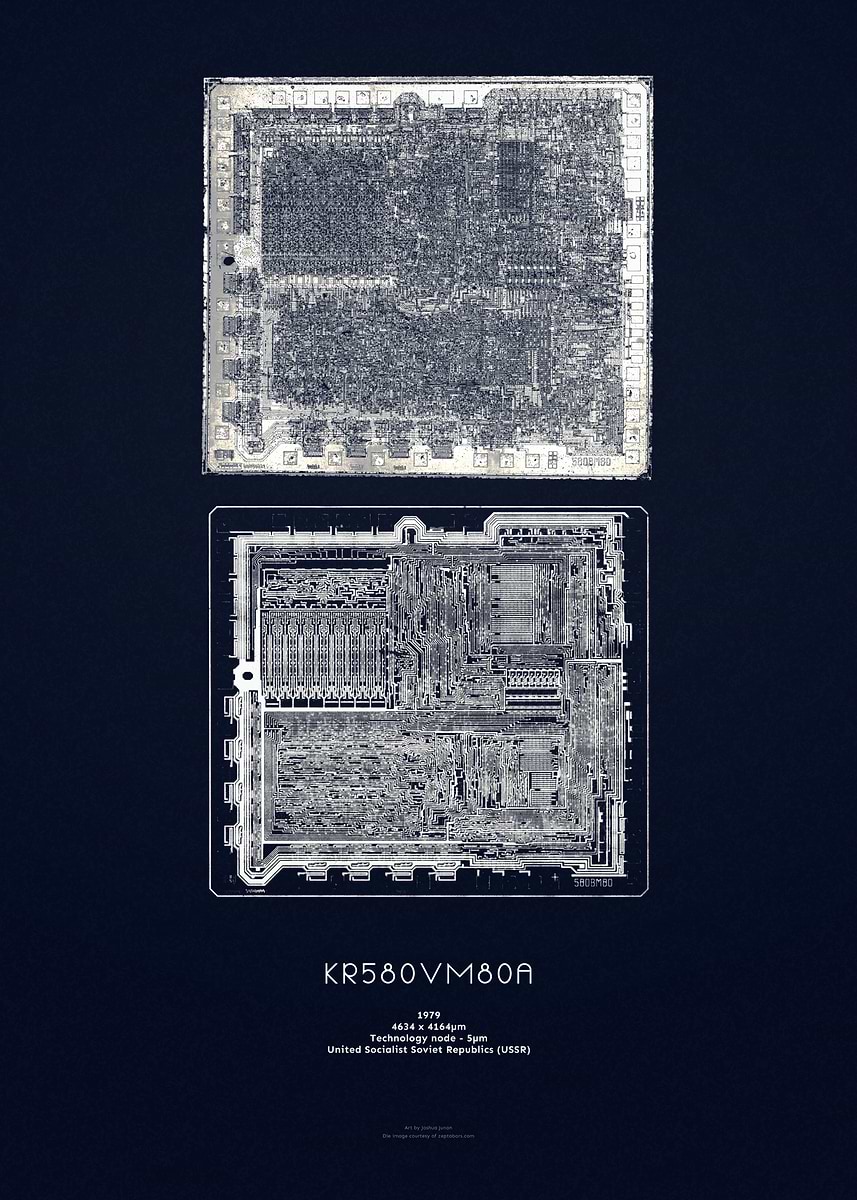 'KR580VM80A Blueprint' Poster, picture, metal print, paint by Josh ...
