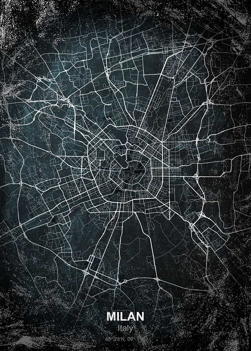 'milan italy chalk map' Poster, picture, metal print, paint by Project ...