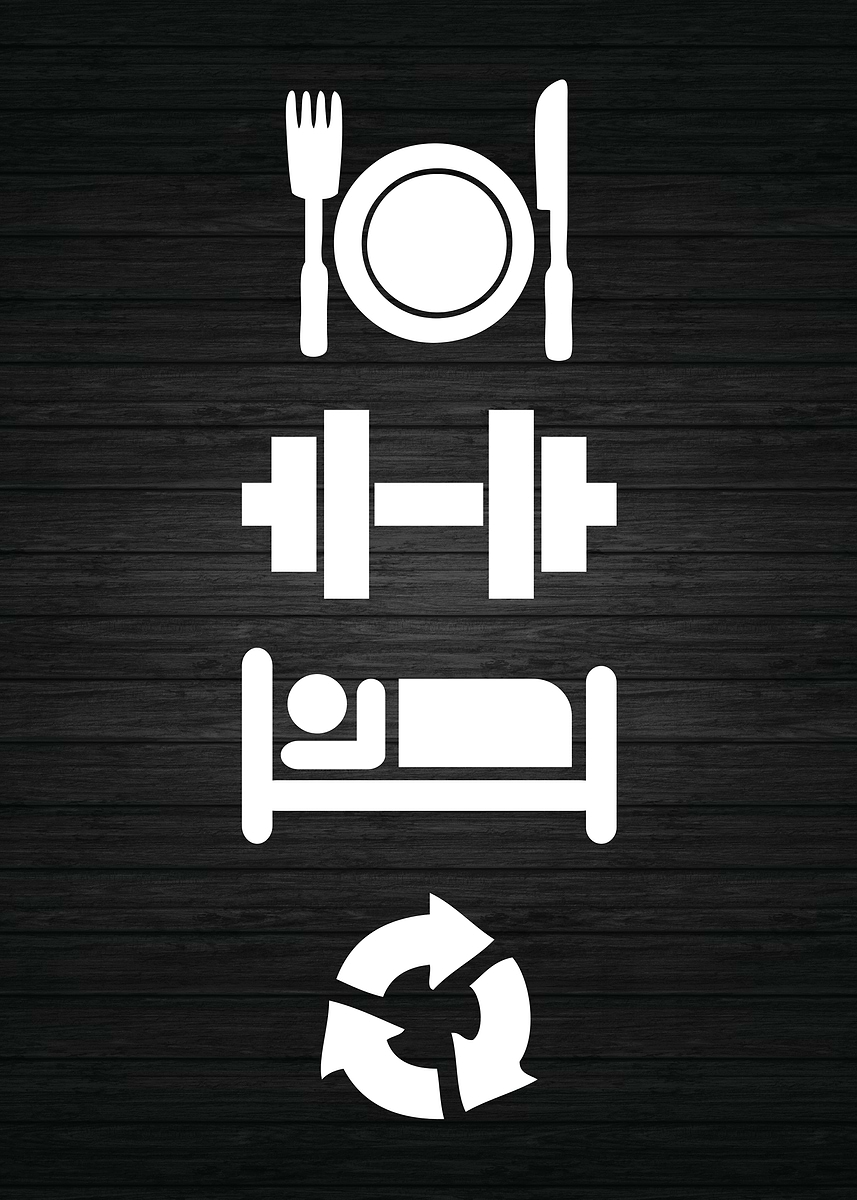 'Eat Lift Sleep Repeat' Poster, picture, metal print, paint by Susumu ...