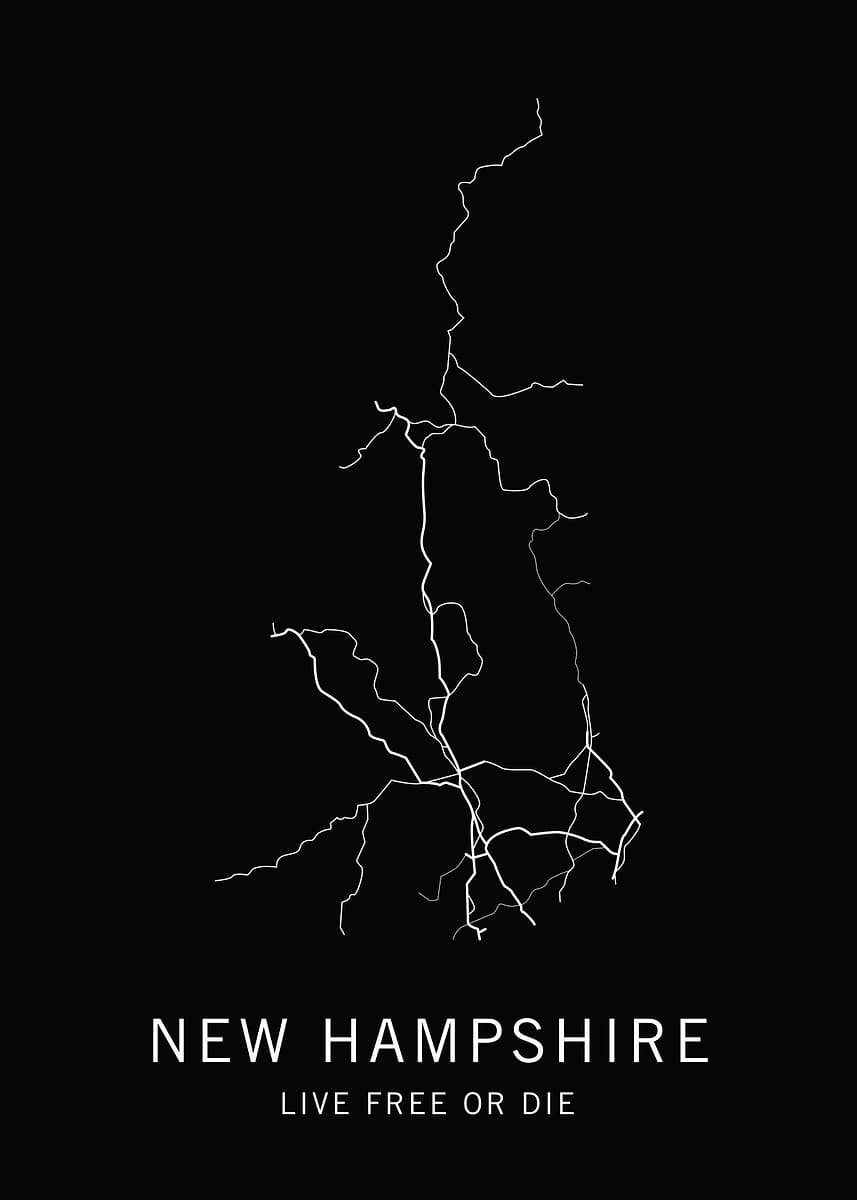 'New Hampshire Road Map' Poster, picture, metal print, paint by Clark ...
