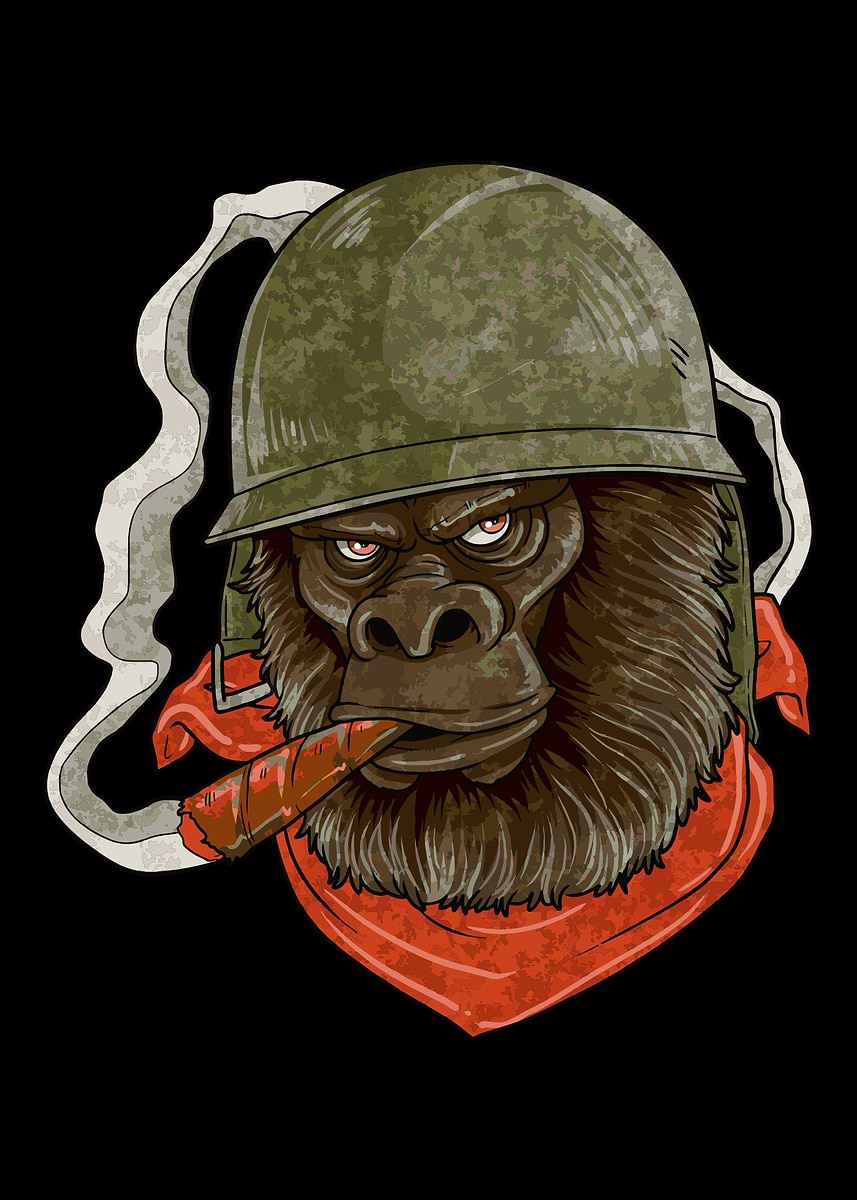 'Gorilla Silverback Smoking' Poster, picture, metal print, paint by Uwe ...