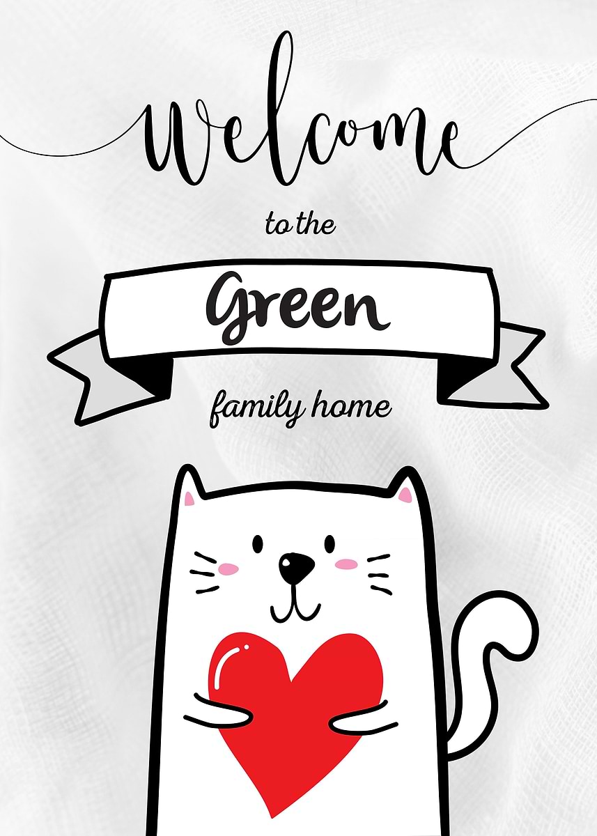 'Green Family Home Cat' Poster, picture, metal print, paint by Go Fonix ...