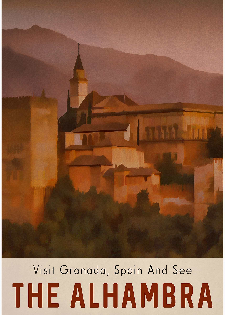 'Visit The Alhambra' Poster, picture, metal print, paint by Marie ...