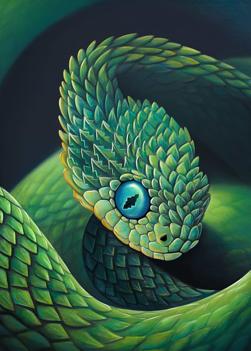 'Portrait of Snake' Poster, picture, metal print, paint by Nataliia ...