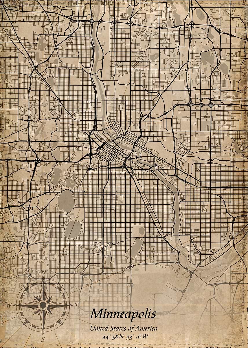 'minneapolis vintage map' Poster, picture, metal print, paint by ...