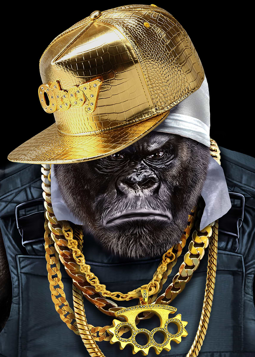 'Hip Hop Rapper Gorilla' Poster, picture, metal print, paint by Jeff ...
