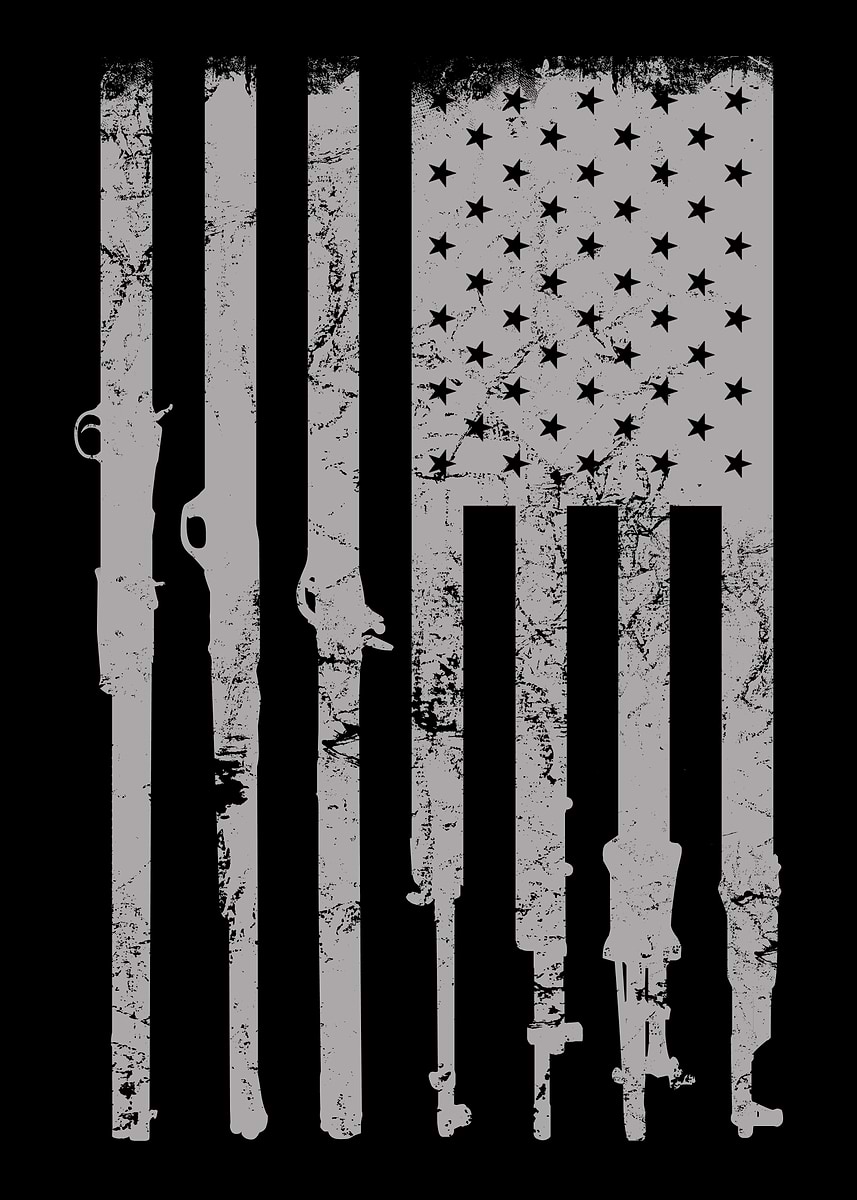 'Flag Guns I Distressed Gun' Poster, picture, metal print, paint by ...
