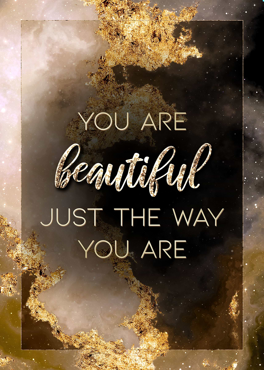 'You Are Beautiful Gold Art' Poster, picture, metal print, paint by ...