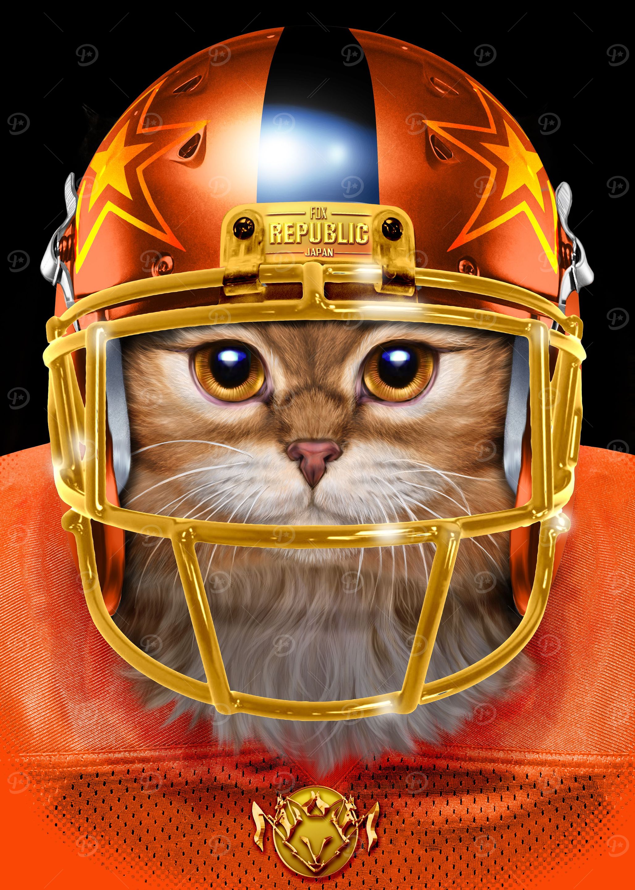 'Cat Football Player' Poster, picture, metal print, paint by Jeff ...