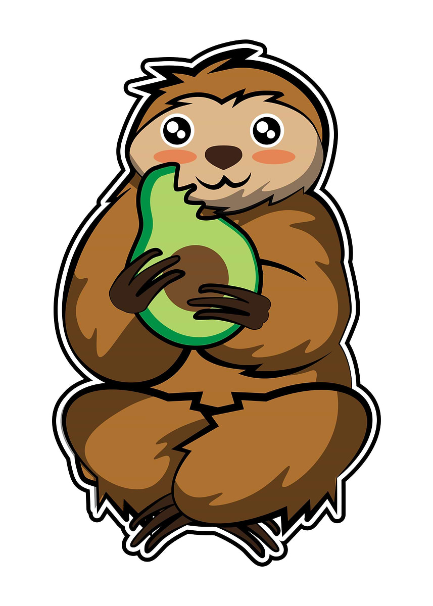 'Sloth Eating Avocado' Poster, picture, metal print, paint by schmidde ...