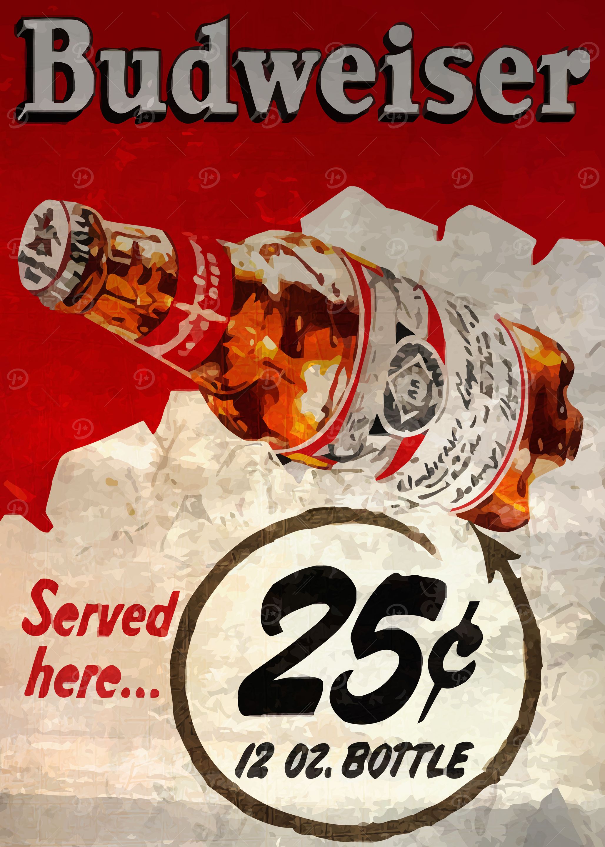 'Budweiser Old' Poster, picture, metal print, paint by akyanyme dotcom | Displate