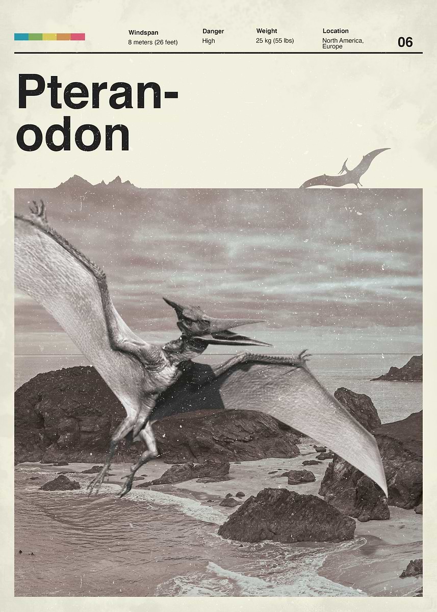'Pteranodon Retro' Poster, picture, metal print, paint by Michael ...