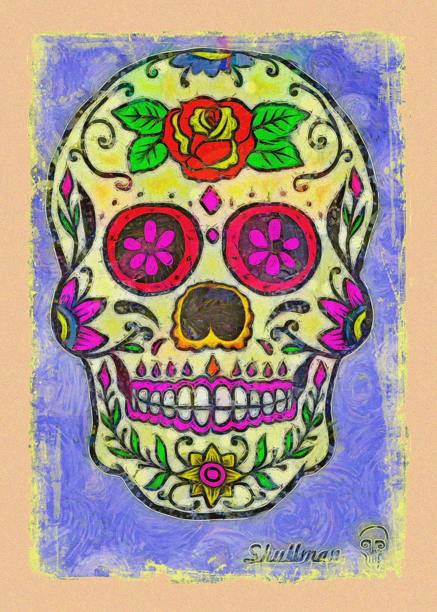 'Colored Sugar Skull Art' Poster, picture, metal print, paint by ...