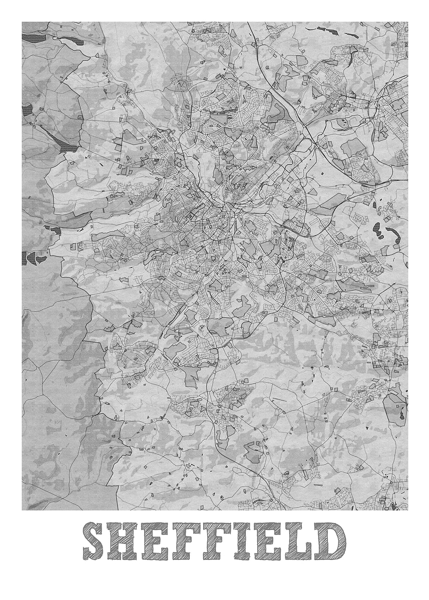'Sheffield Pencil Street Ma' Poster, picture, metal print, paint by ...