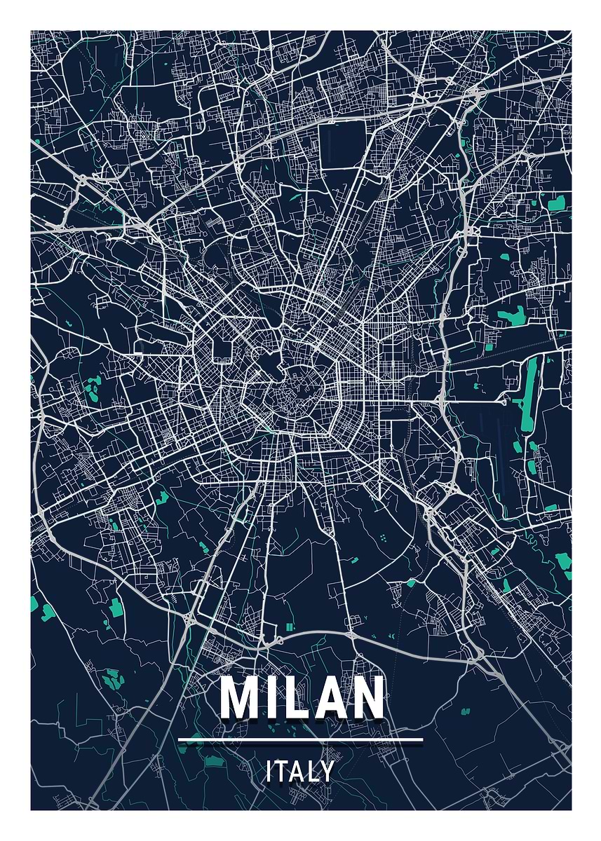 'Milan Blue Dark Color City' Poster, picture, metal print, paint by ...