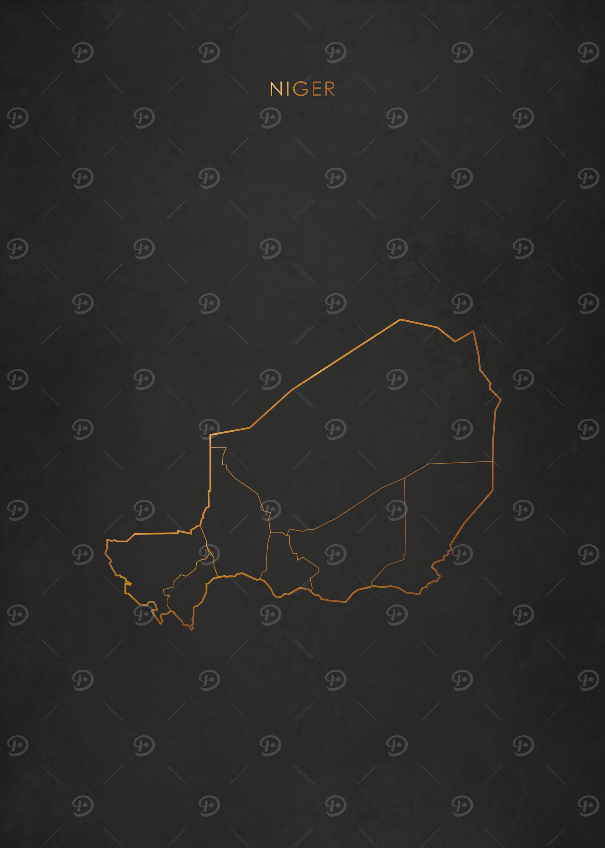 'Gold Niger Map' Poster, picture, metal print, paint by aio | Displate