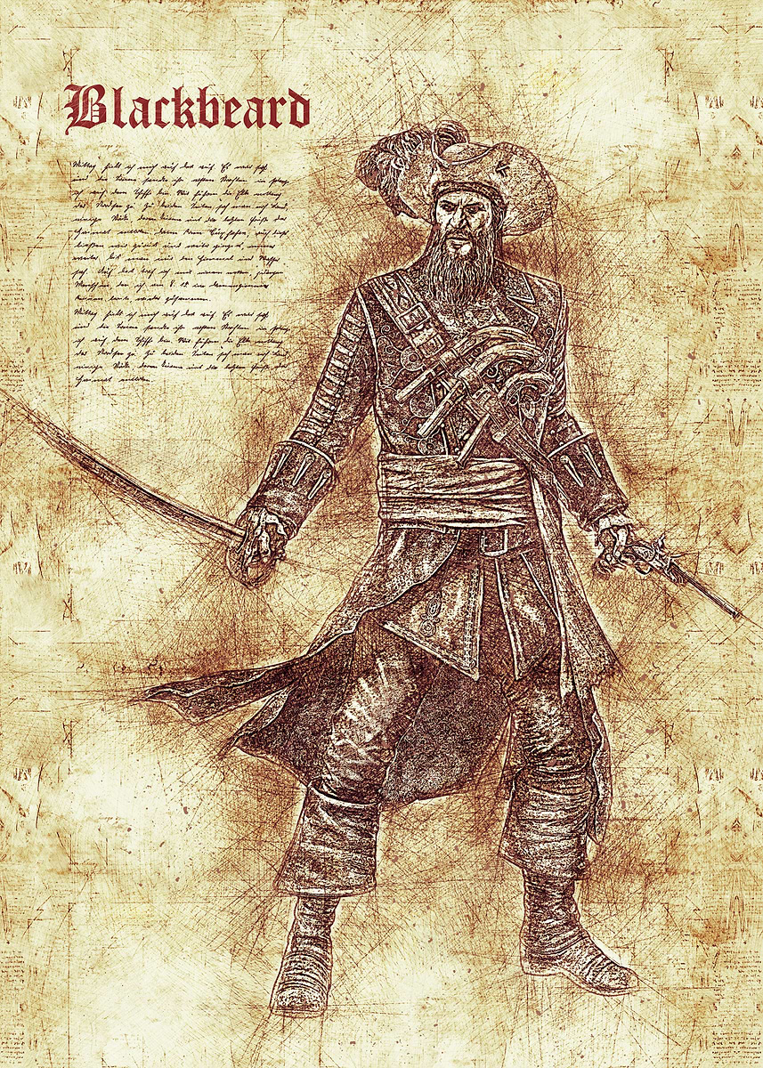 'Blackbeard' Poster, picture, metal print, paint by Printed Artings ...
