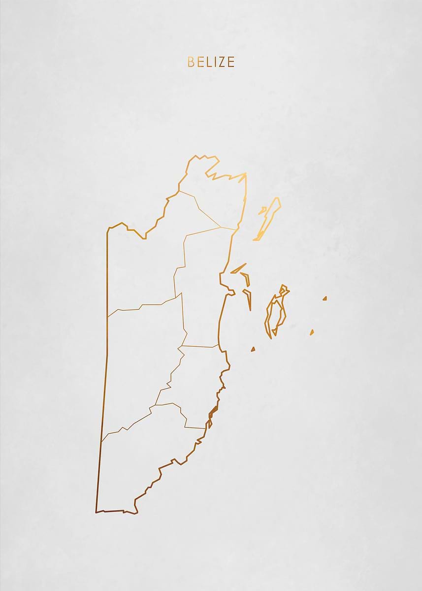 'Gold Belize Map' Poster, picture, metal print, paint by aio | Displate
